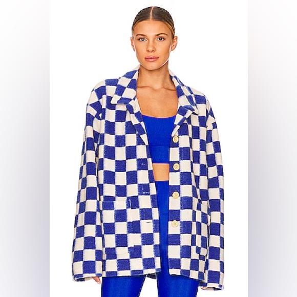 Beach Riot | Jackets & Coats | Beach Riot Skye Check Coat Cobalt Blue ...
